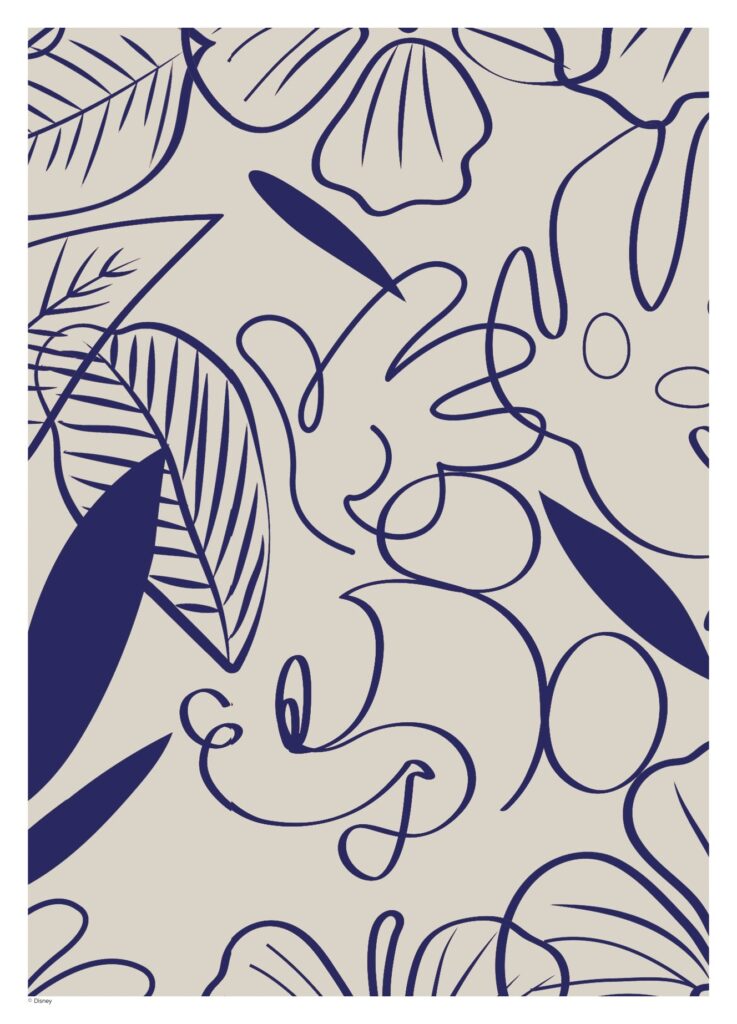 Mickey Mouse plakat - Mickey Mouse Blue Leaves - Disney - Artvision.dk
